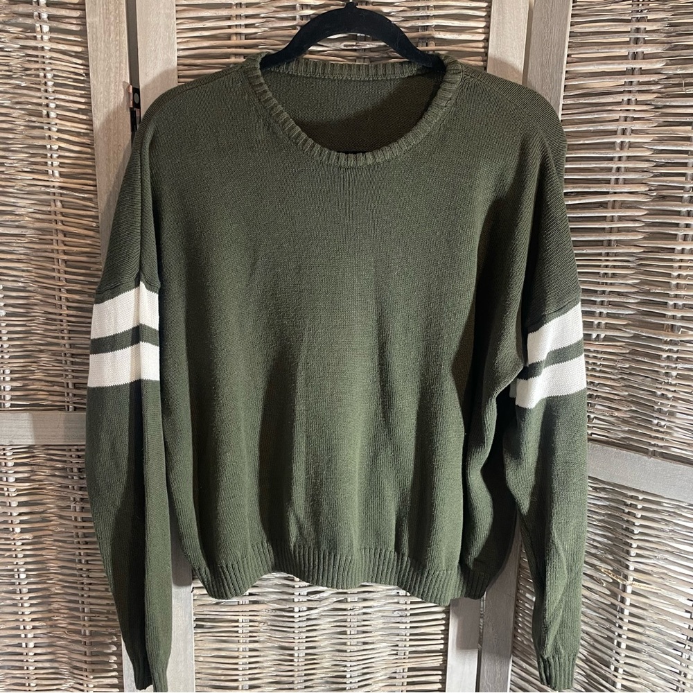 100% Cotton Made In Italy Sweater - Olive Green - Gem